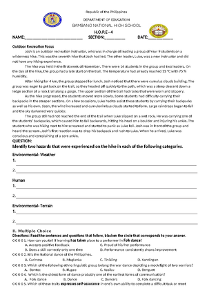 Mapeh dll - A Detailed Lesson Plan in MAPEH 8 Grade 8 Detailed Lesson ...