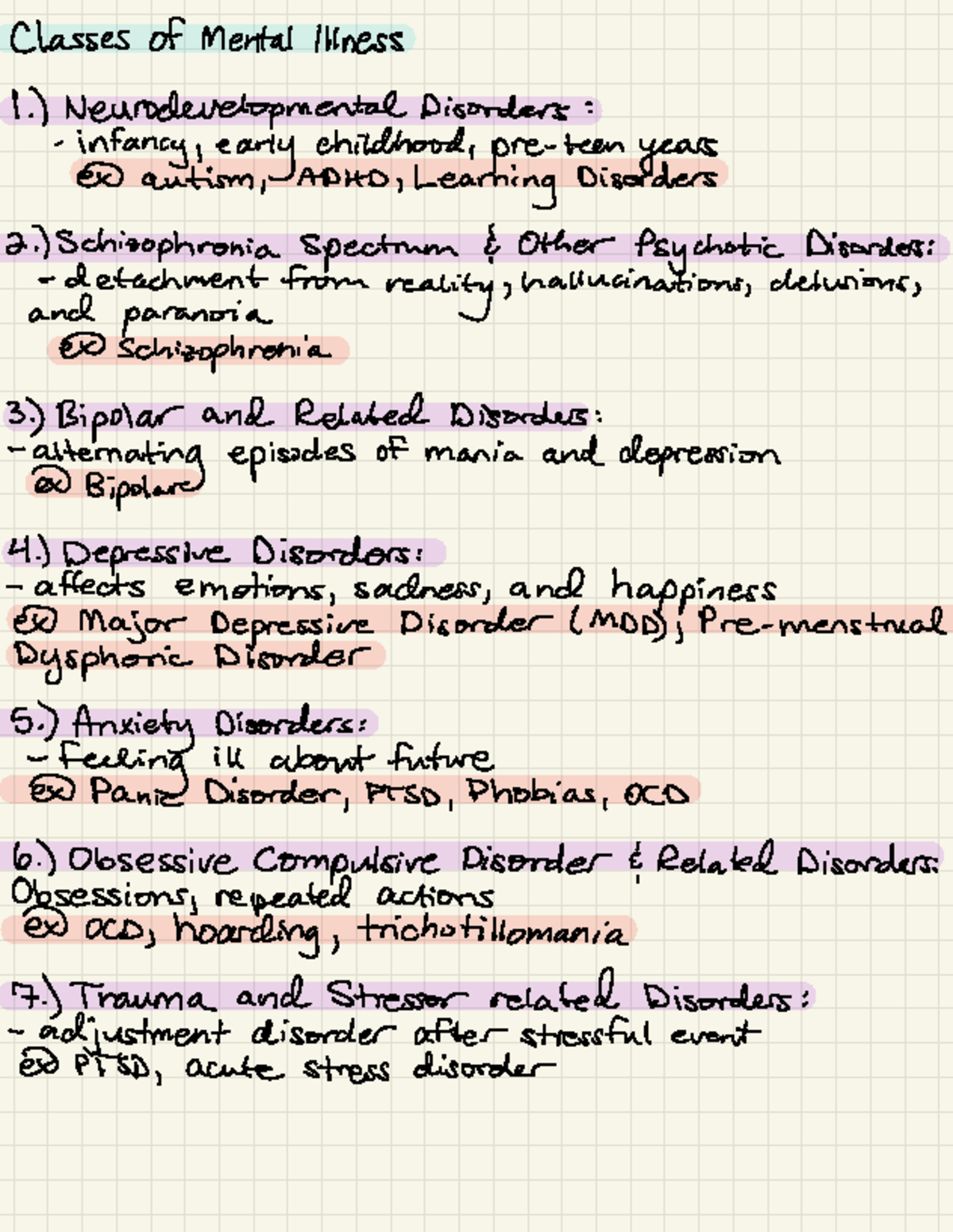 Classes Of Mental Illness - Classes of Mental Illness 1 ...