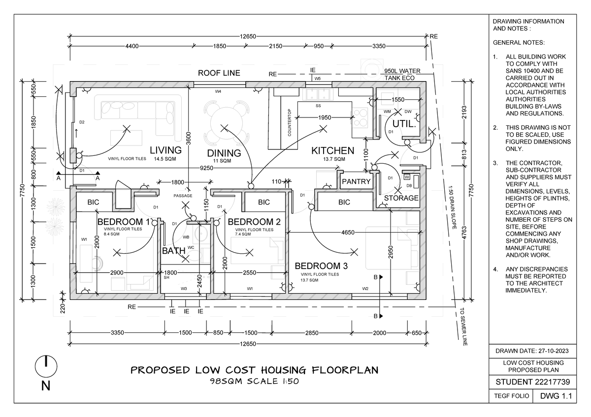 TEGF 1.1 Civil Plan: Proposed Low Cost Housing Floorplan - Studocu