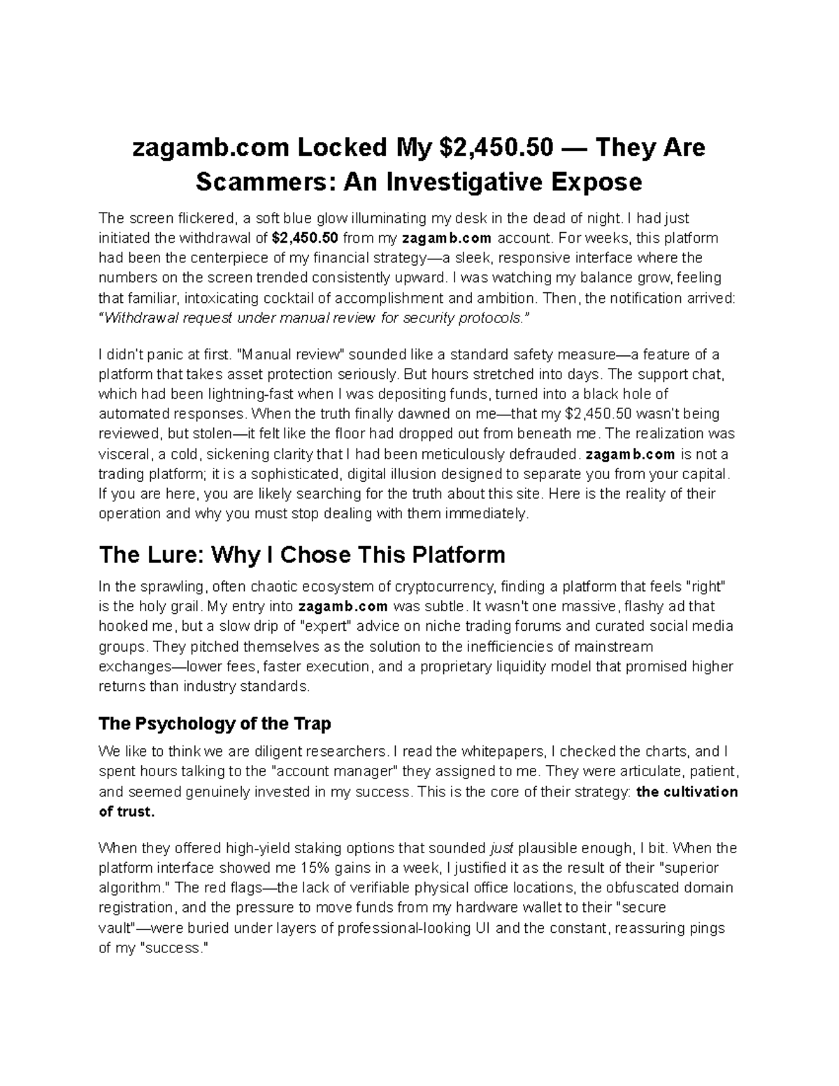 ZAGAMB.COM Locked My $2,450.50: An Investigative Exposé on Scammers ...