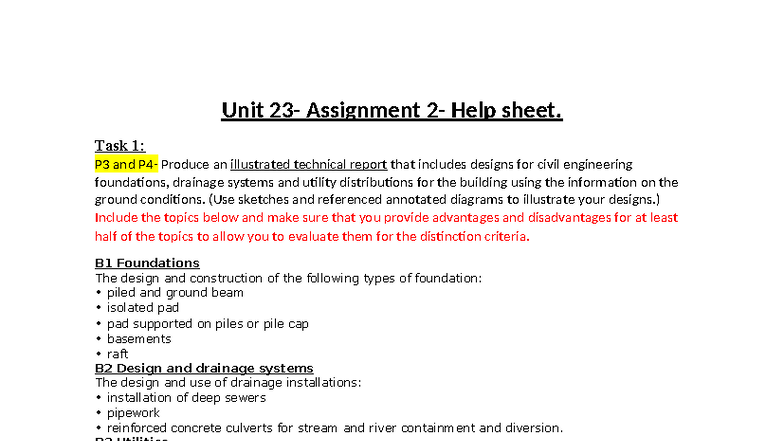 Unit 23 Assignment 2: Civil Engineering Foundations & Drainage Design ...
