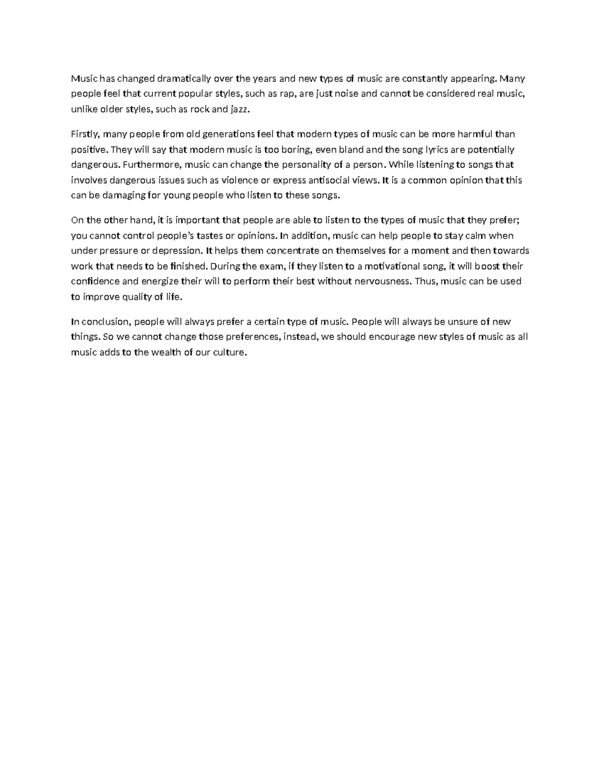 Music Evolution: Perspectives on Modern vs. Traditional Styles - Studocu