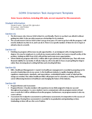 WGU - Orientation Task - Submission that I passed with - GOM1 ...