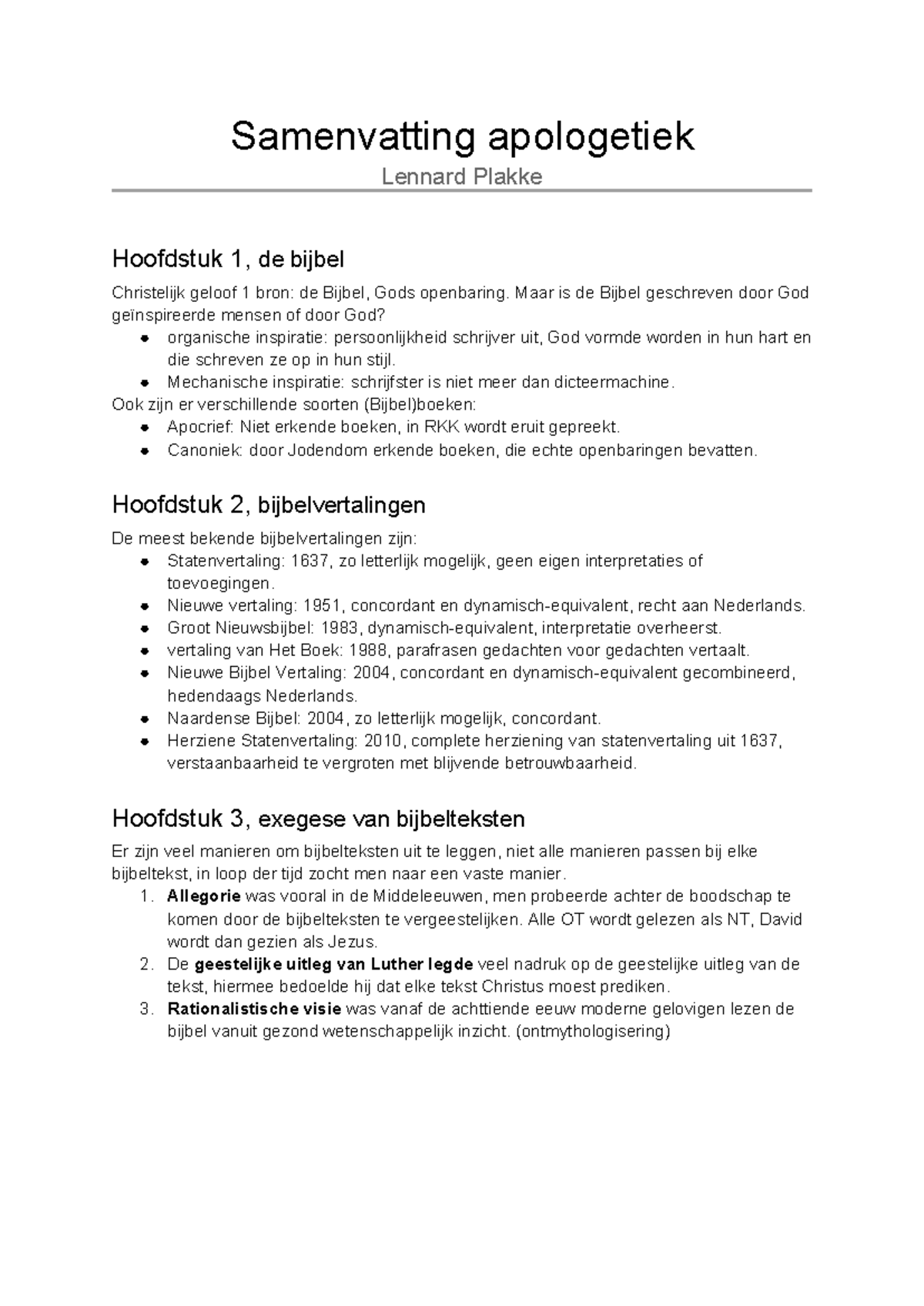 Samenvatting Apologetiek Christelijk Geloof 1 - Hoofdstukken 1-6 ...