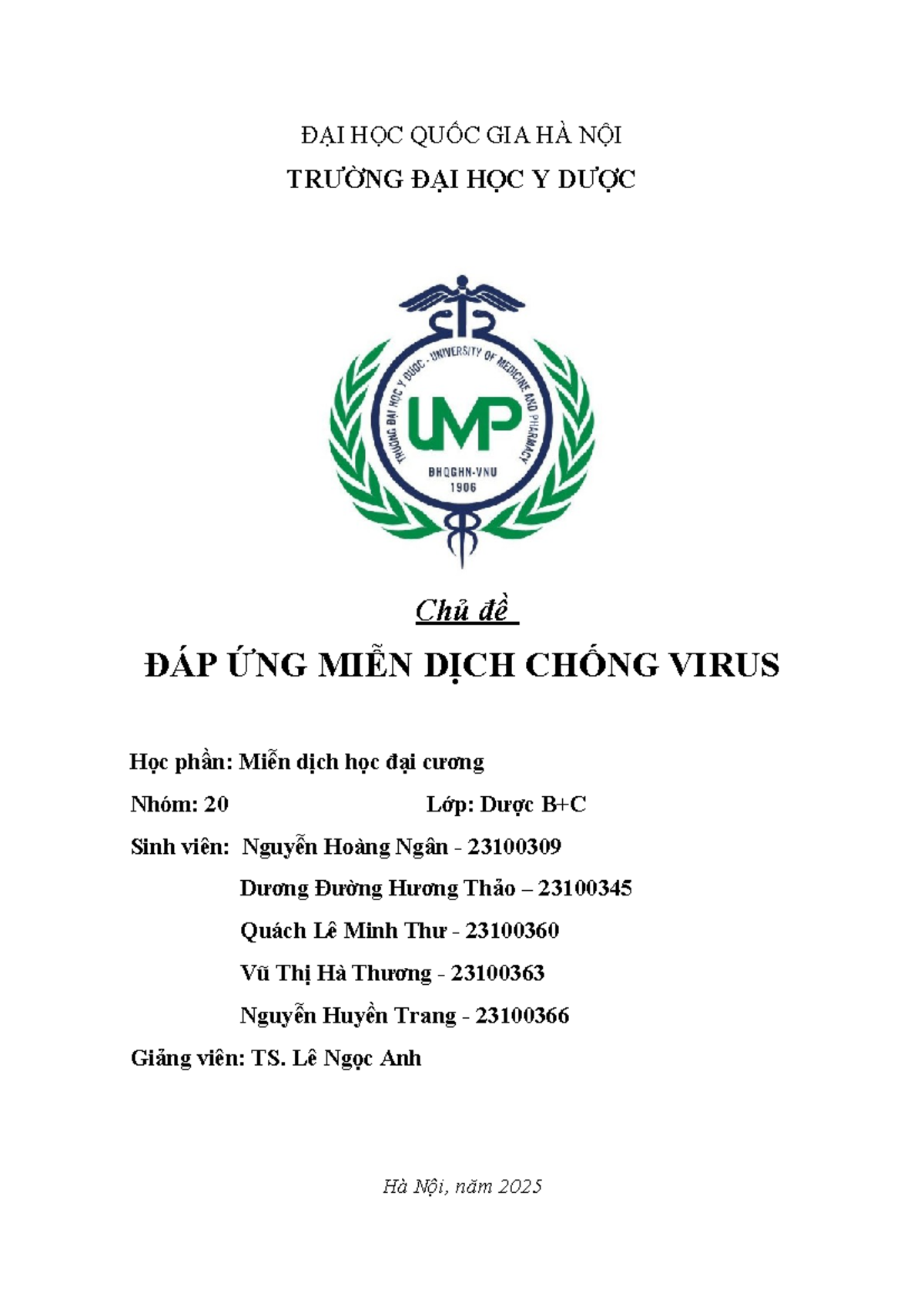 MIỄN DỊCH HỌC ĐẠI CƯƠNG: ĐÁP ỨNG MIỄN DỊCH CHỐNG VIRUS (MĐH) - Studocu