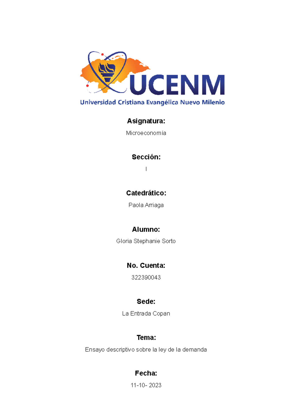 Ensayo de Microeconomía I sobre la Ley de la Demanda - Studocu