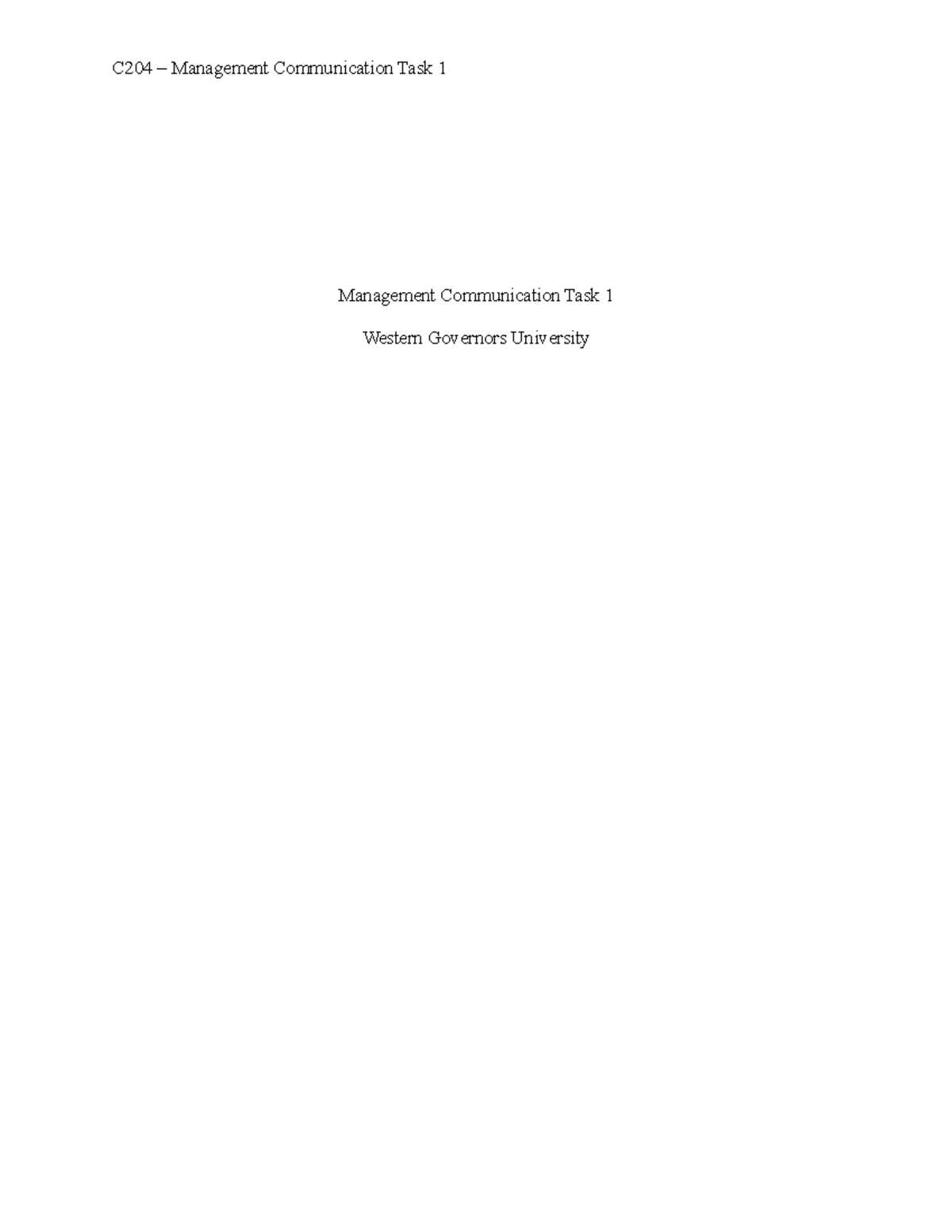 C204 - Task 1 - Submission that I passed with - Management Communication Task 1 Western ...