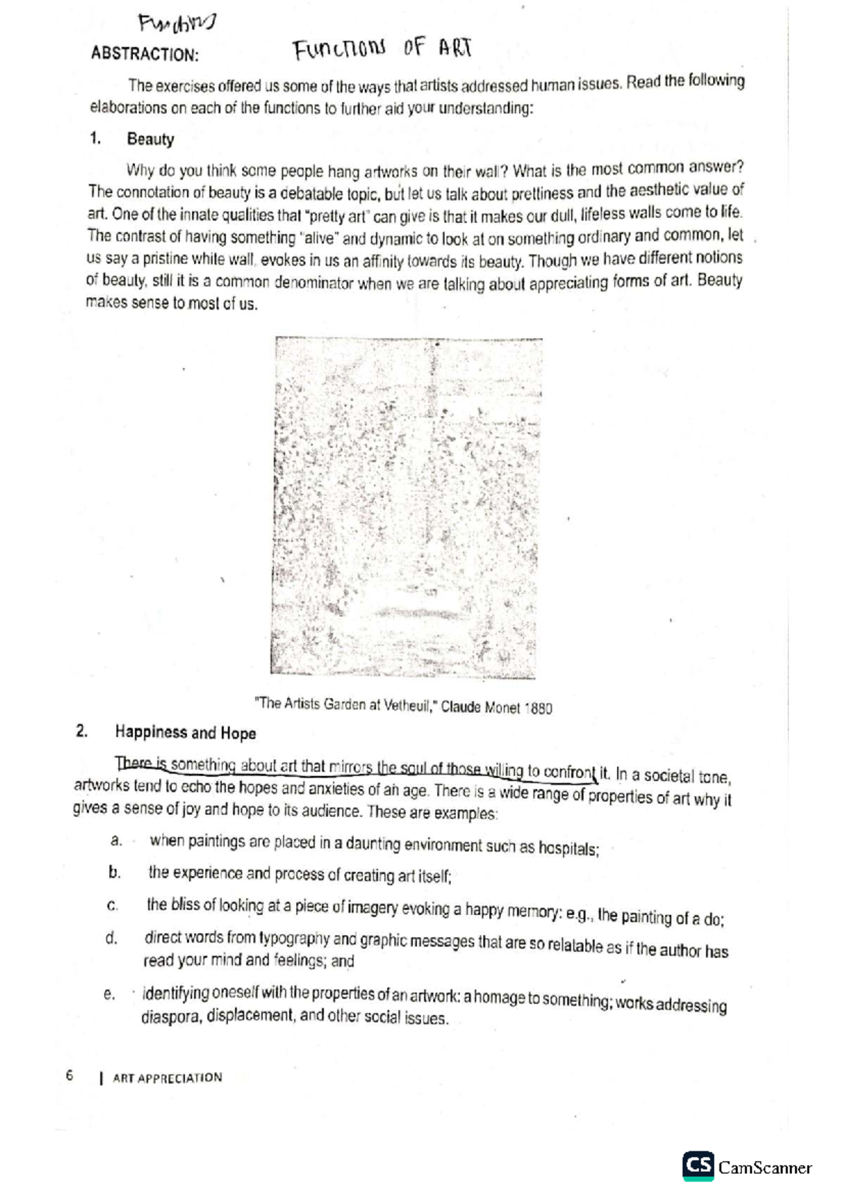 Functions of Art: Understanding Human Issues in ART APPRECIATION CS ...