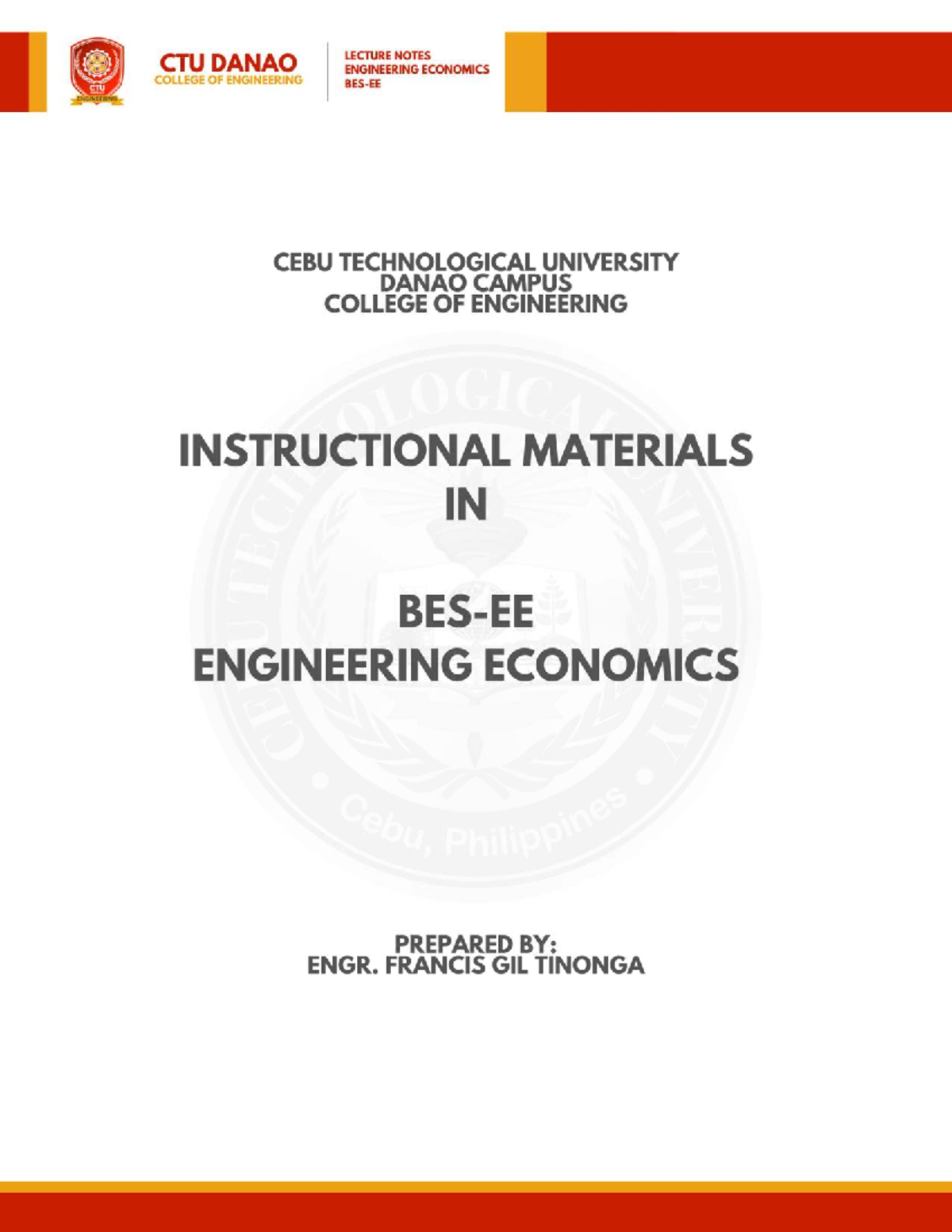 BES EE Engineering Economics CHAPTER 2: Money Time Relationship ...