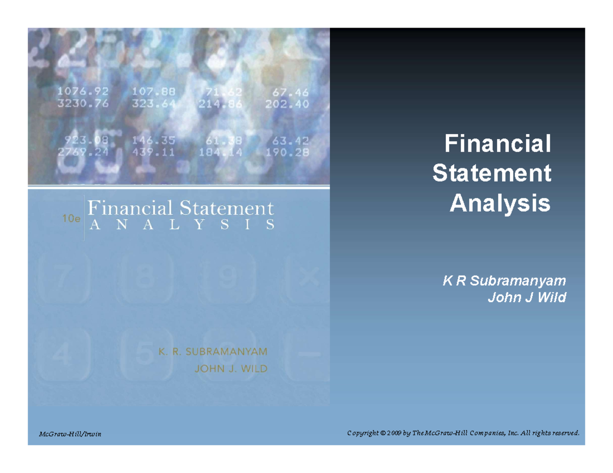 Financial Statement Analysis: Chapter 2 Overview and Key Concepts - Studocu