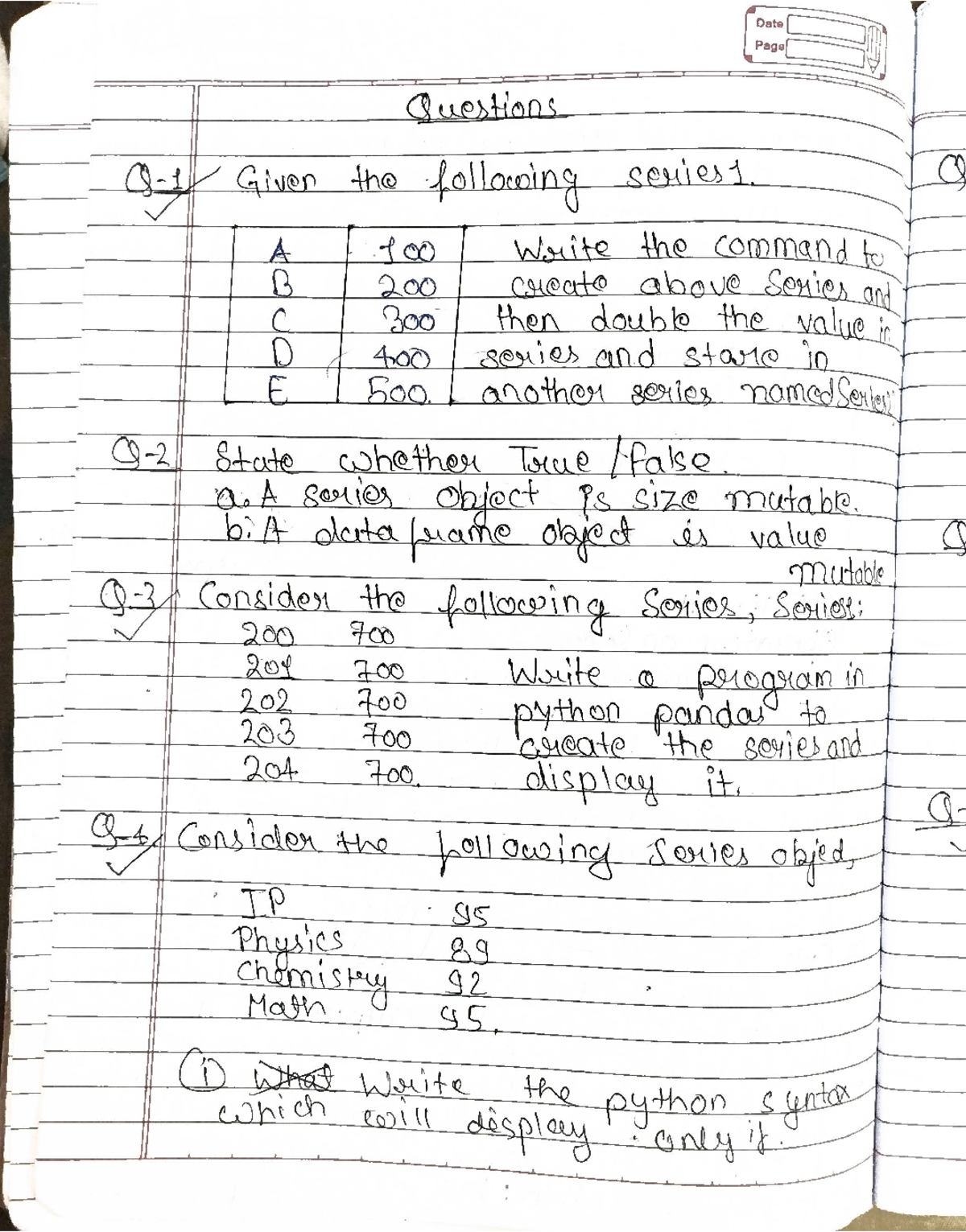 Python Pandas Series & DataFrame Operations - CS101 Final Exam - Studocu