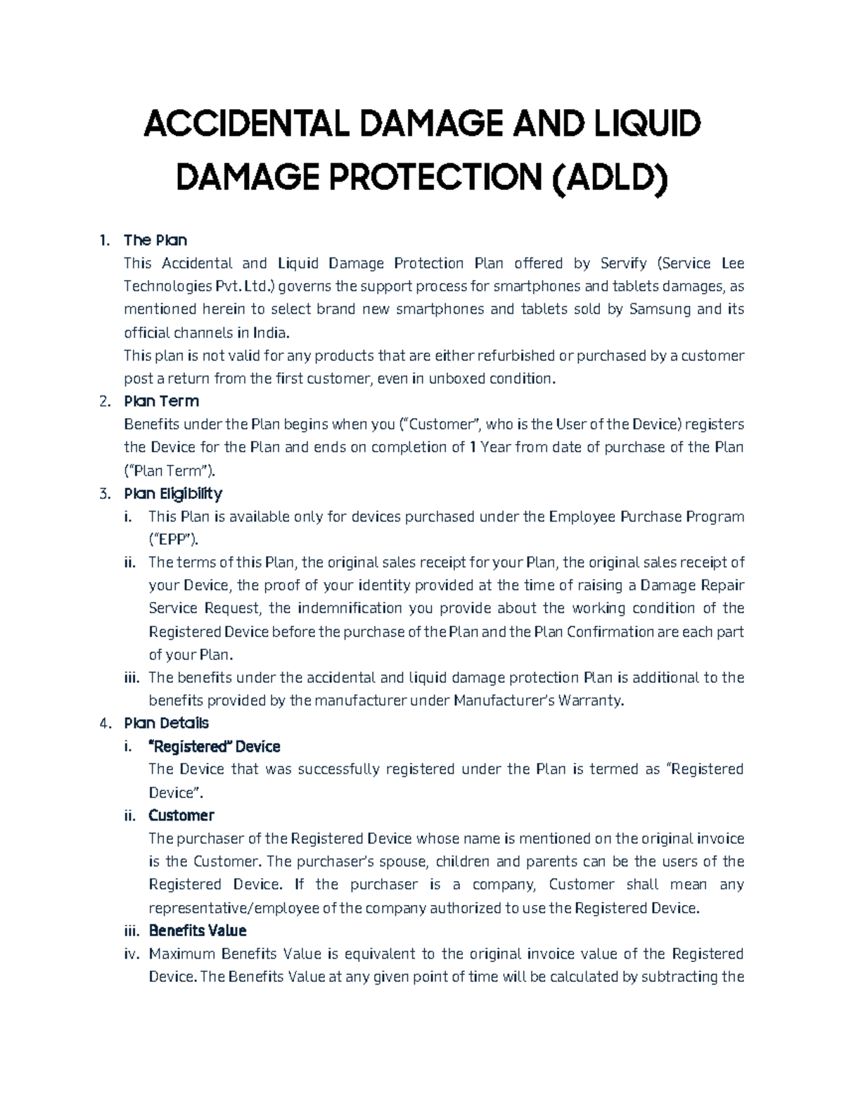 ADLD: Accidental & Liquid Damage Protection Plan Overview and Terms ...
