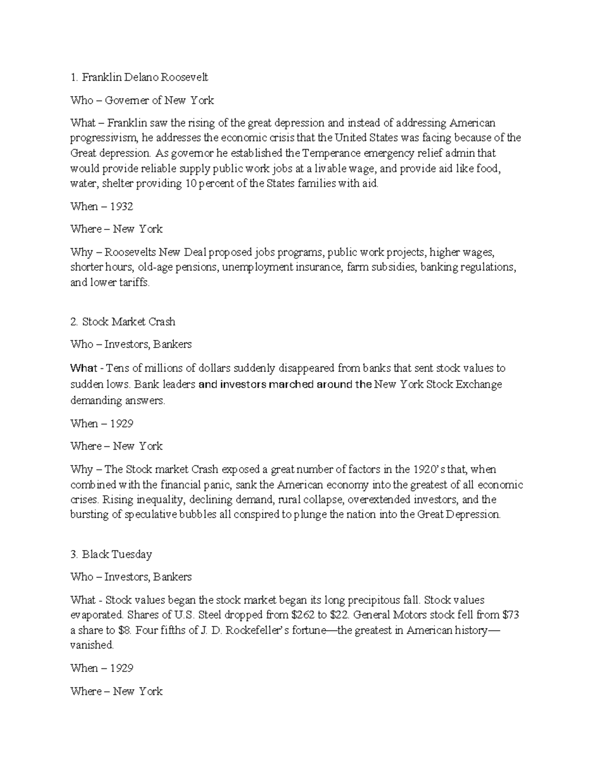 Key Events and Impacts of the Great Depression: FDR's New Deal Policies ...