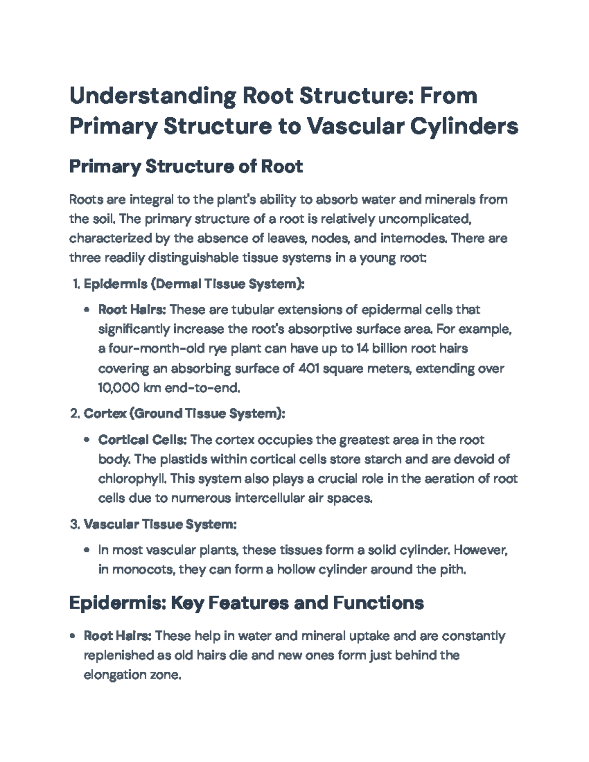 Understanding Root Structure: Primary, Cortex, and Vascular Systems ...
