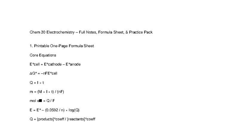 Chem30 Electrochemistry Notes - Chem 30 Electrochemistry – Full Notes ...
