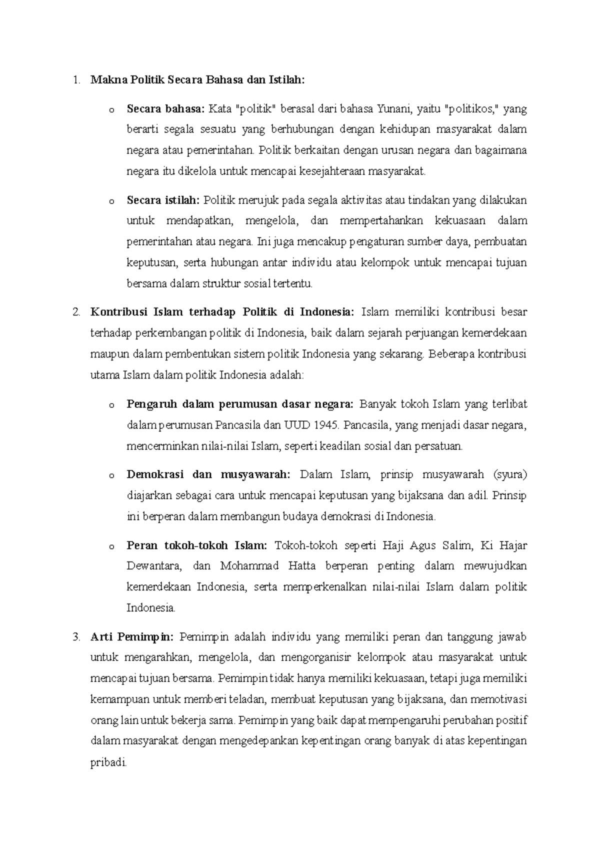 Pemahaman Politik dalam Bahasa, Istilah, dan Kontribusi Islam di ...