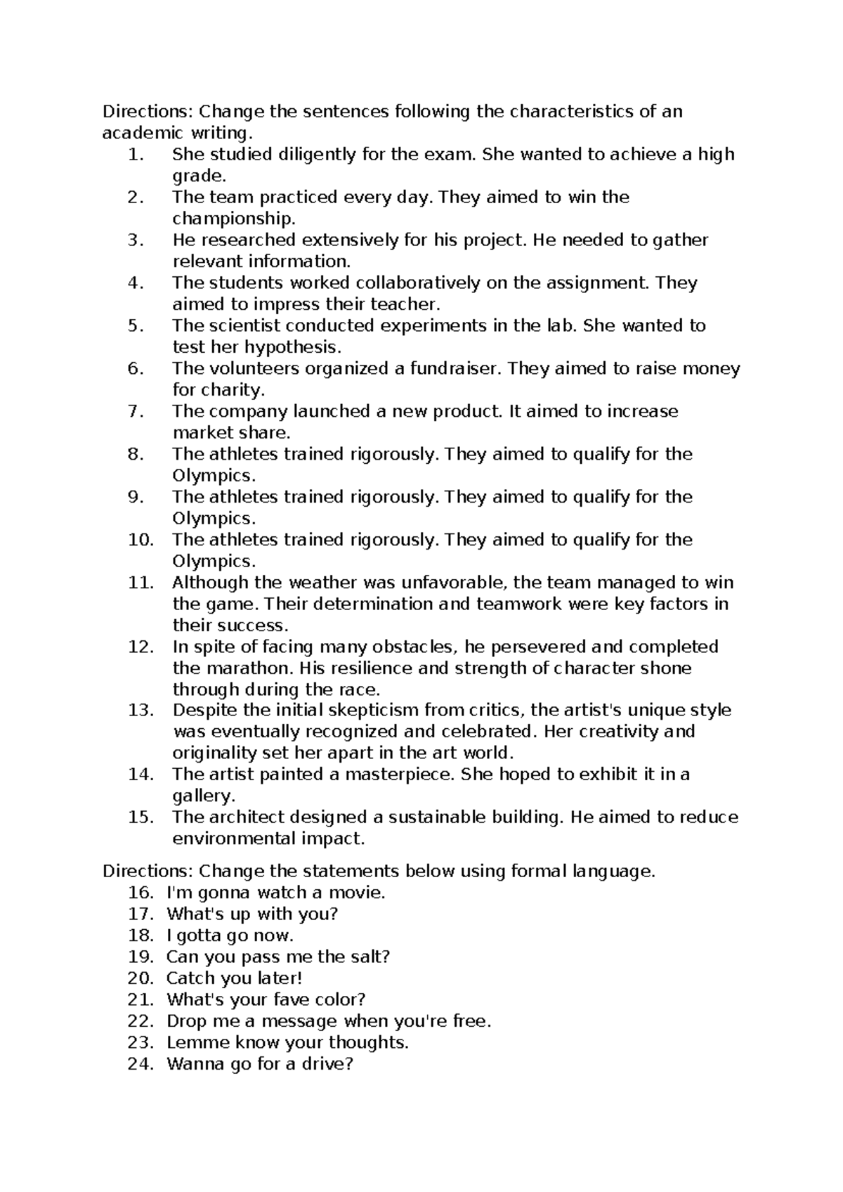Quiz - sentences - Topic and Thesis Statement of an Academic Text ...