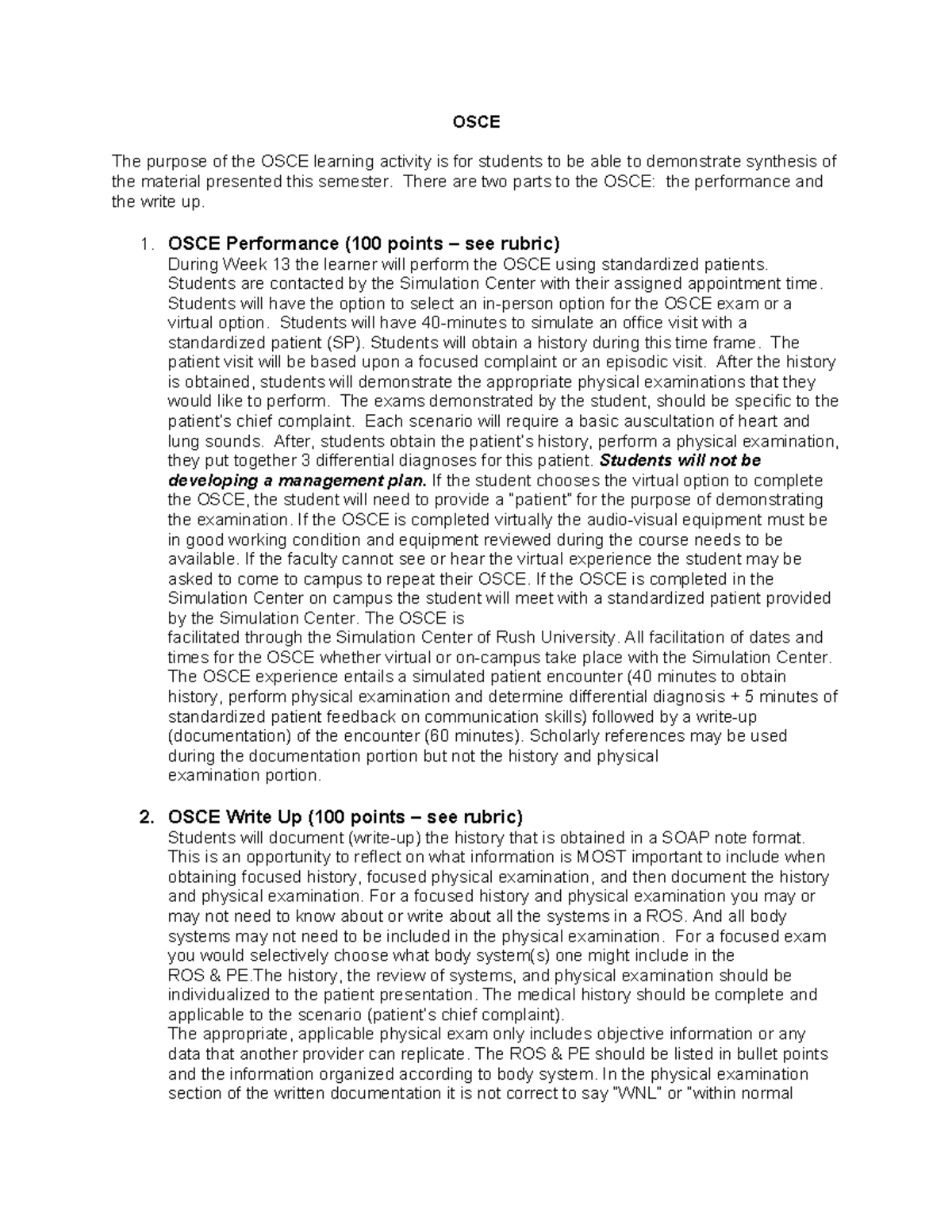 OSCE Performance & Write-Up Guide for Clinical Skills Assessment - Studocu