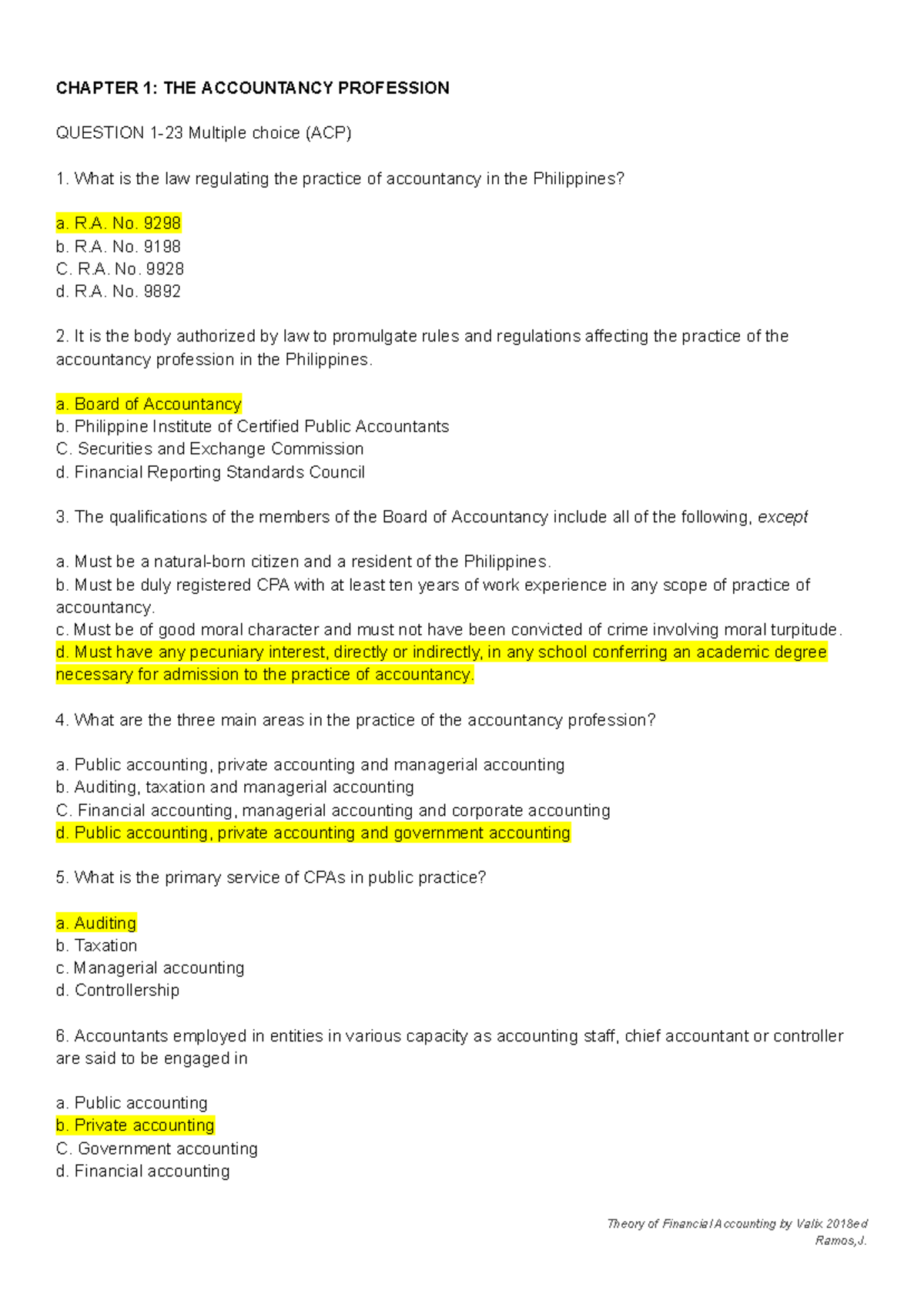 CFAS TOA: Chapter 1-4 Multiple Choice Questions and Answers - Studocu