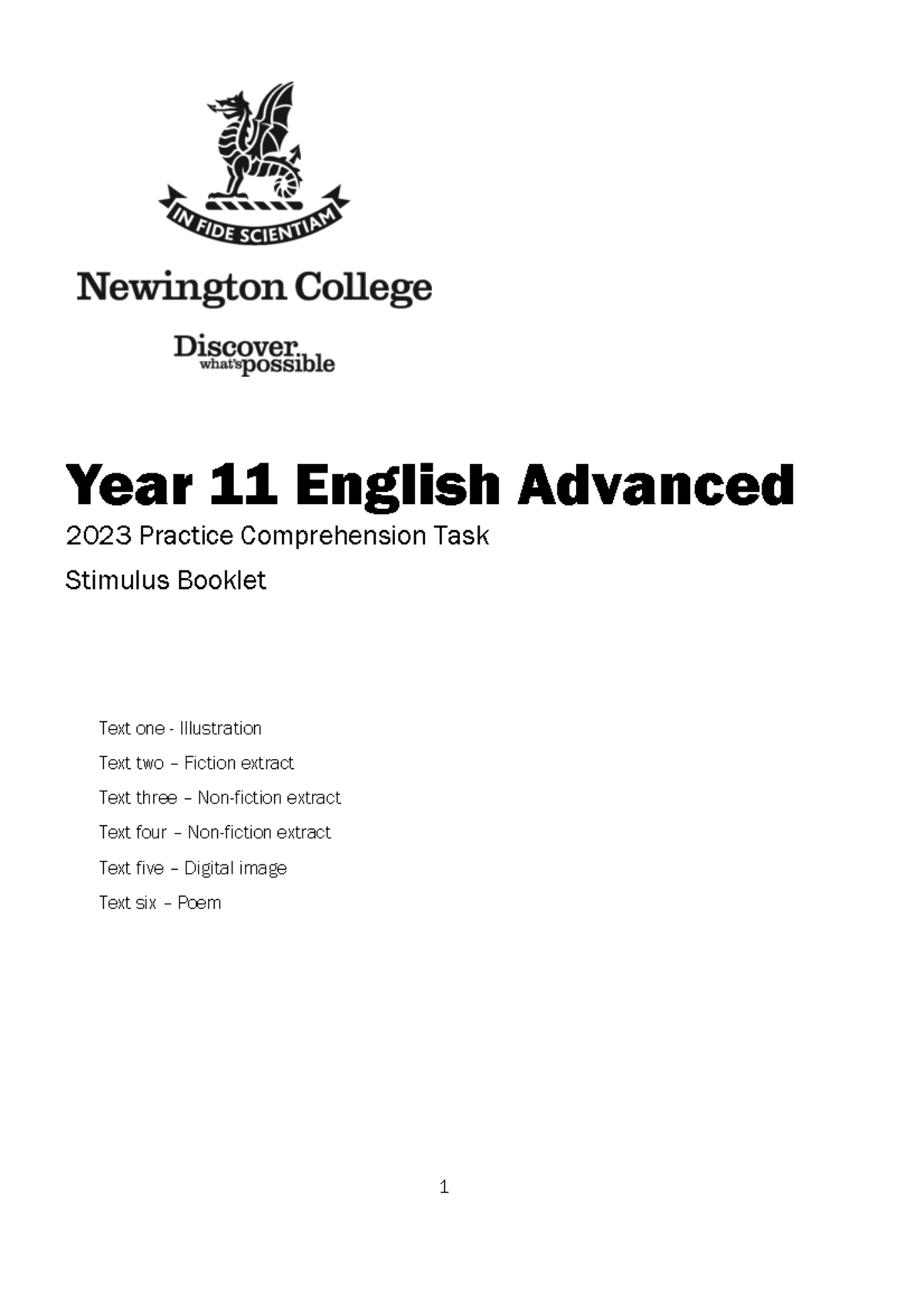 2023 Year 11 Advanced English Comprehension Practice Task 1 - Studocu