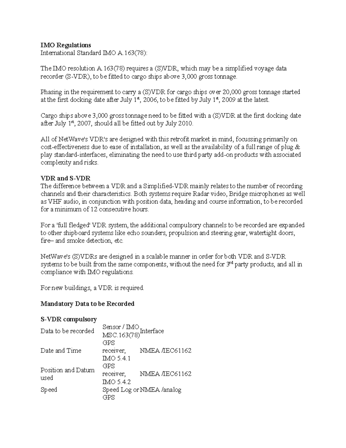 Comparison of VDR and S-VDR: IMO Regulations Overview - Studocu