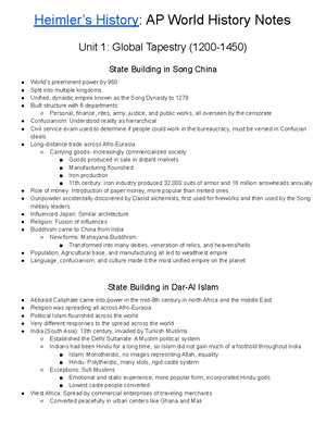 Unit 2 AP World History Notes: Key Concepts and Themes - Studocu