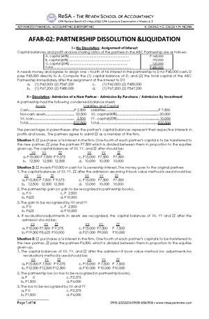 AFAR Preweek - RESA (B44) - ReSA - THE REVIEW SCHOOL OF ACCOUNTANCY CPA Review Batch 44 Oct 2022 ...