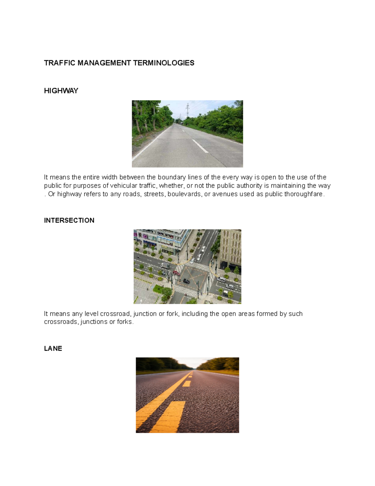 Traffic Management Terminologies: Key Concepts and Definitions - Studocu