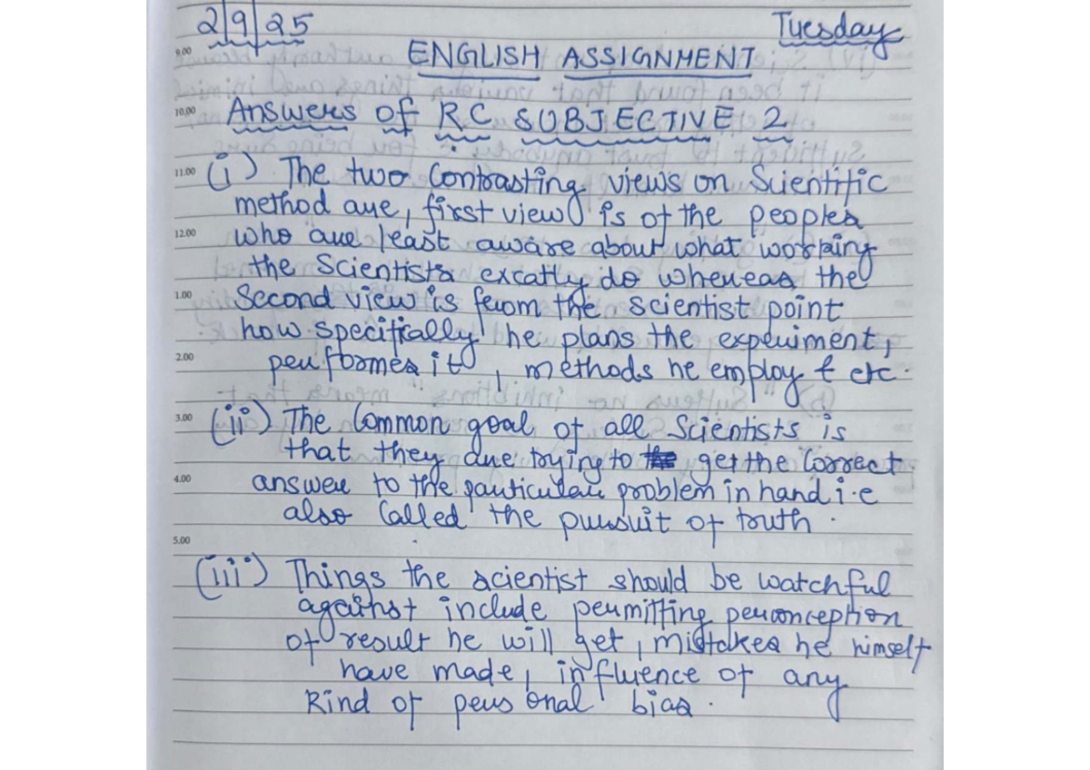 9.00 ENGLISH ASSIGNMENT: Contrasting Views on Scientific Methods - Studocu