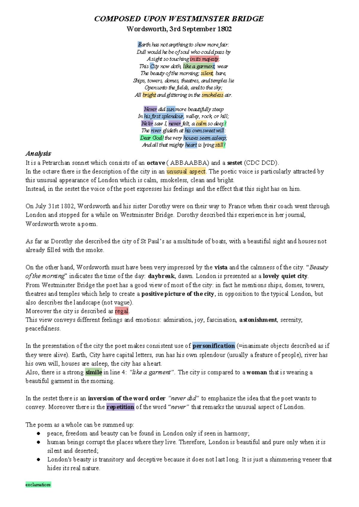 Composed UPON Westminster Bridge - COMPOSED UPON WESTMINSTER BRIDGE ...