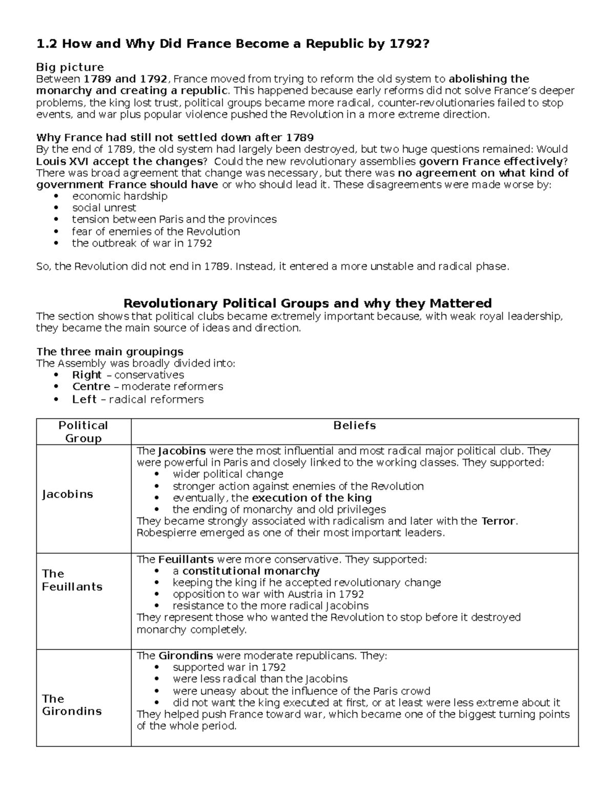 1.2 France's Shift to Republic: Counter-Revolutionary Groups & Reforms ...