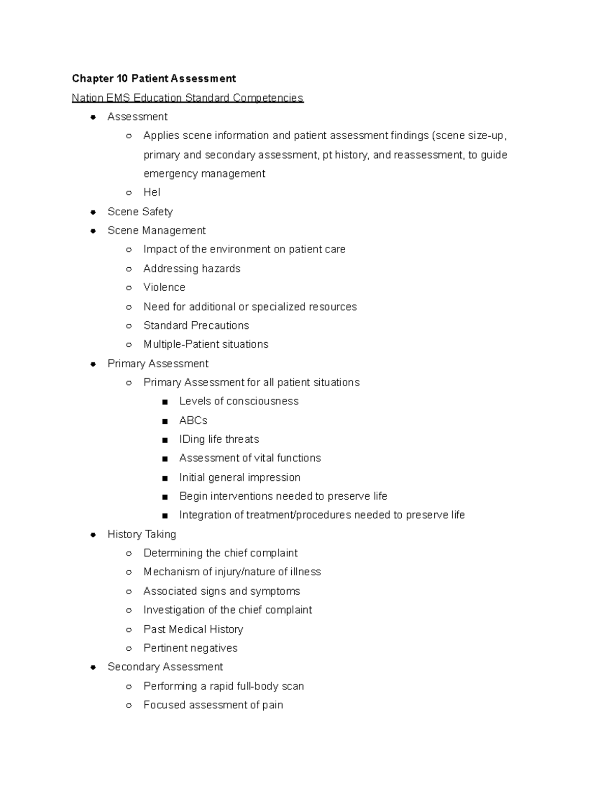 EMT Chapter 10: Comprehensive Patient Assessment Techniques - Studocu
