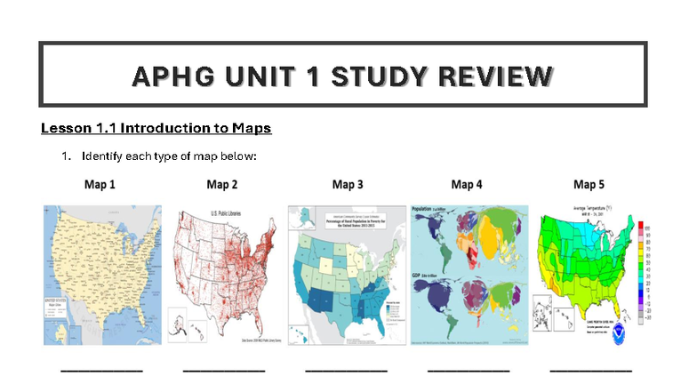 APHG Unit 1 Study Review: Introduction to Maps and Geographic Data ...