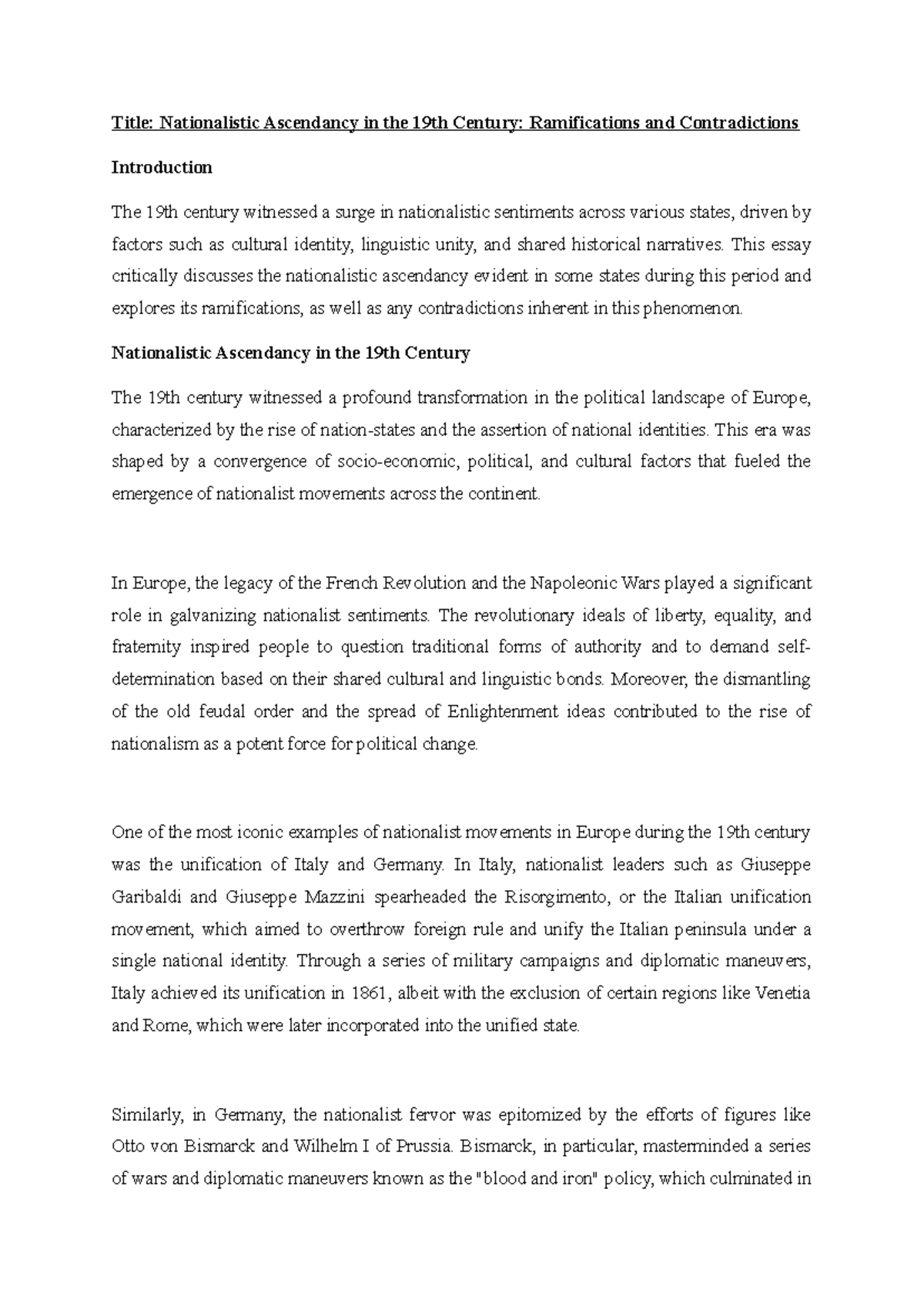 19th Century Nationalism: Consequences and Conflicts - Essay Notes ...