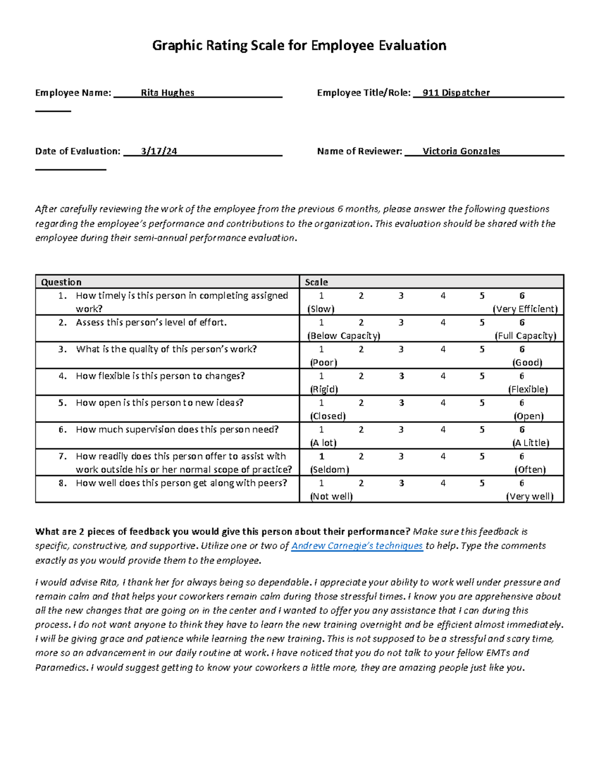 Graphic Rating Scale for Employee Eval - HW 3/17/24 - Studocu