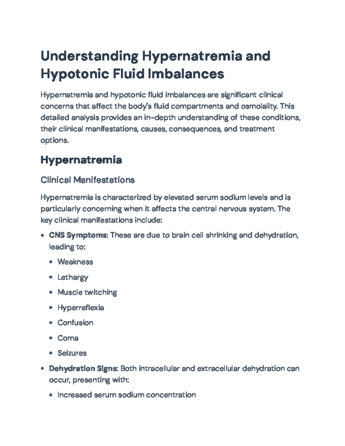 Understanding Hypernatremia & Hypotonic Fluid Imbalances: Clinical ...