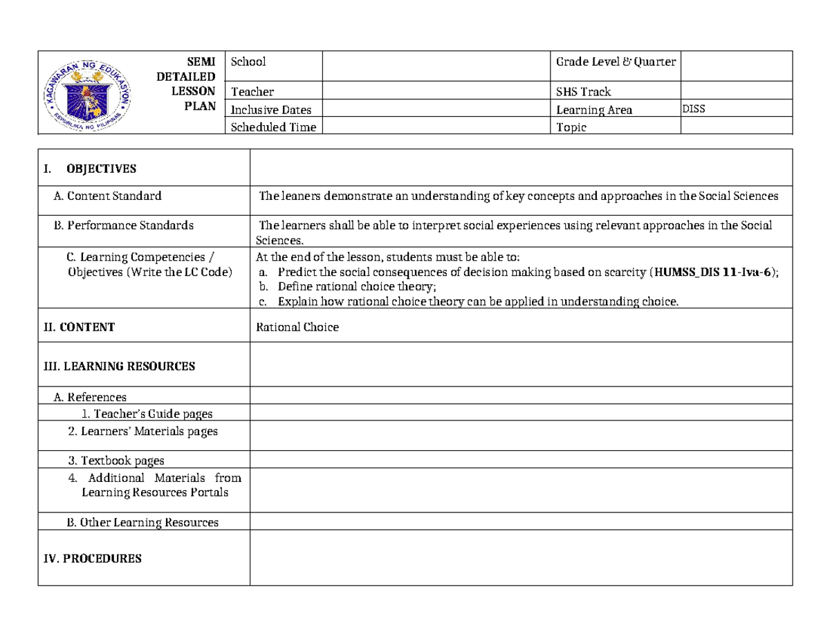 SDLP 3Semi detailed lesson plan in DISS Q3 w4 - SEMI DETAILED LESSON ...