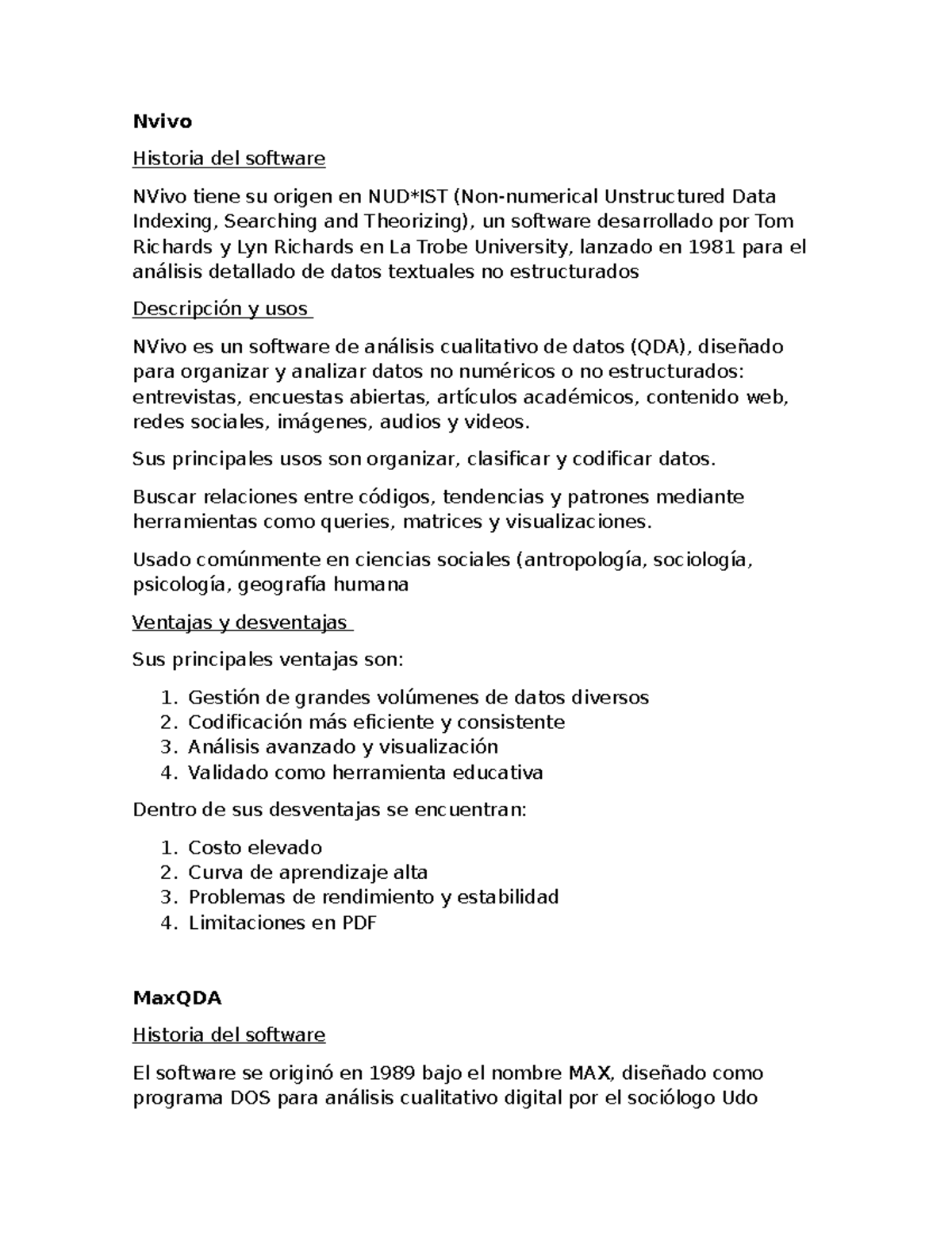 Análisis Comparativo de Software QDA: NVivo, MAXQDA y ATLAS.ti - Studocu