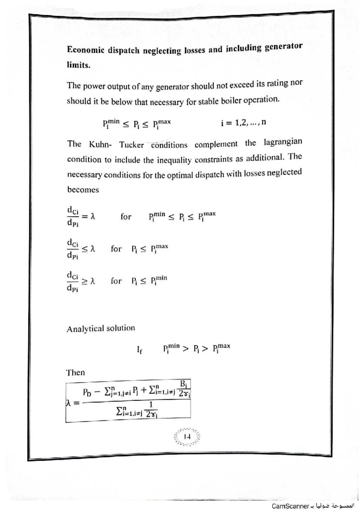 Economic Dispatch with Generator Limits: Analysis and Solutions (سيطرة ...