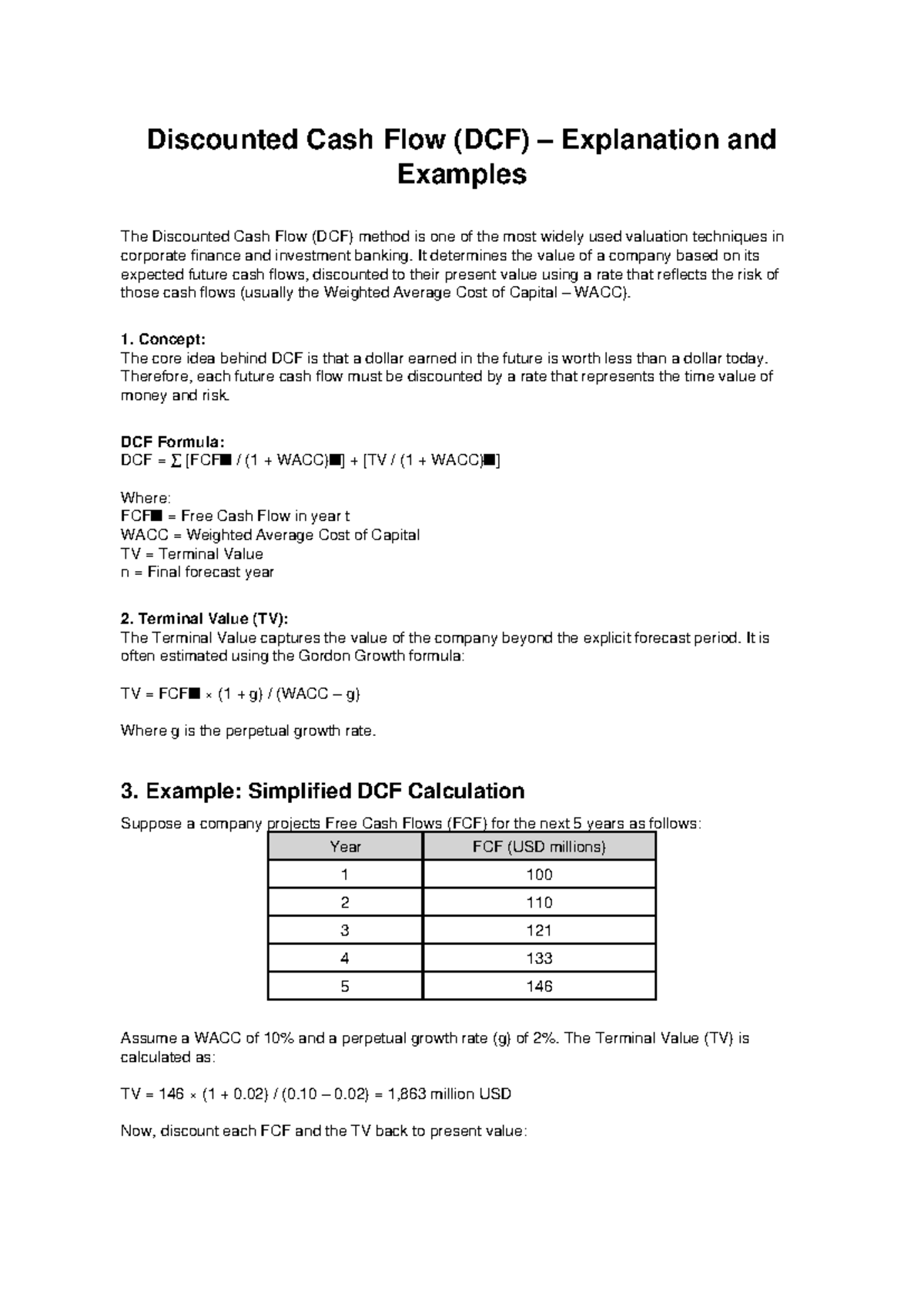 DCF Methodology: Explanation & Examples in Corporate Finance - Studocu