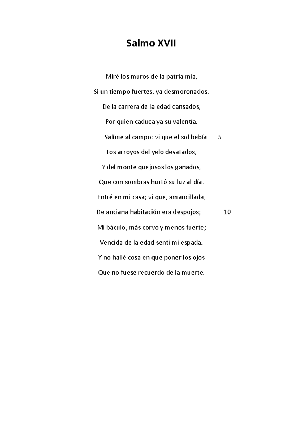 Salmo XVII - muy buen comentario - Salmo XVII Miré los muros de la ...