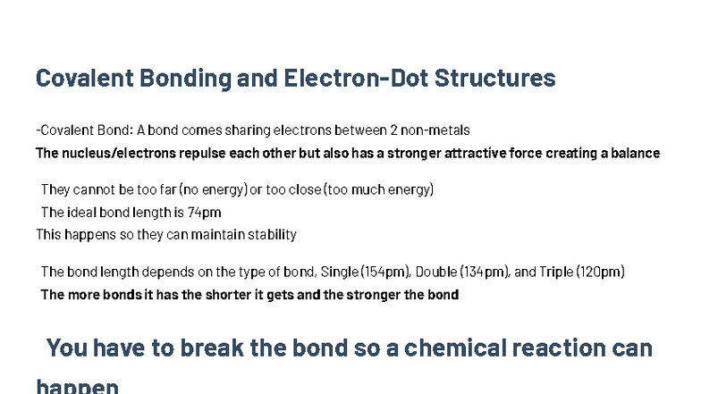 Covalent Bonding Notes: Understanding Bond Lengths & Electronegativity ...