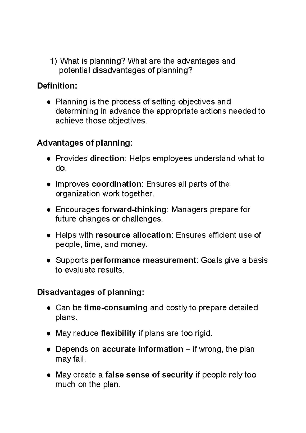 BSA A+ Planning and Organizing: Key Concepts and Processes - Studocu