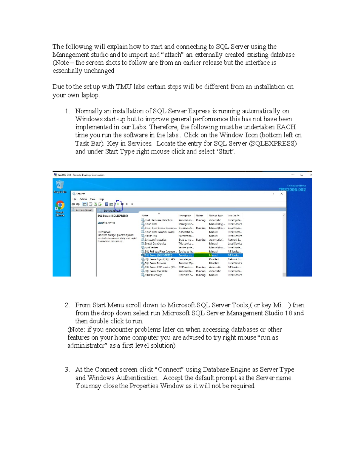 Connecting to SQL Server and Attaching DB in Labs: SQL 101 Guide - Studocu