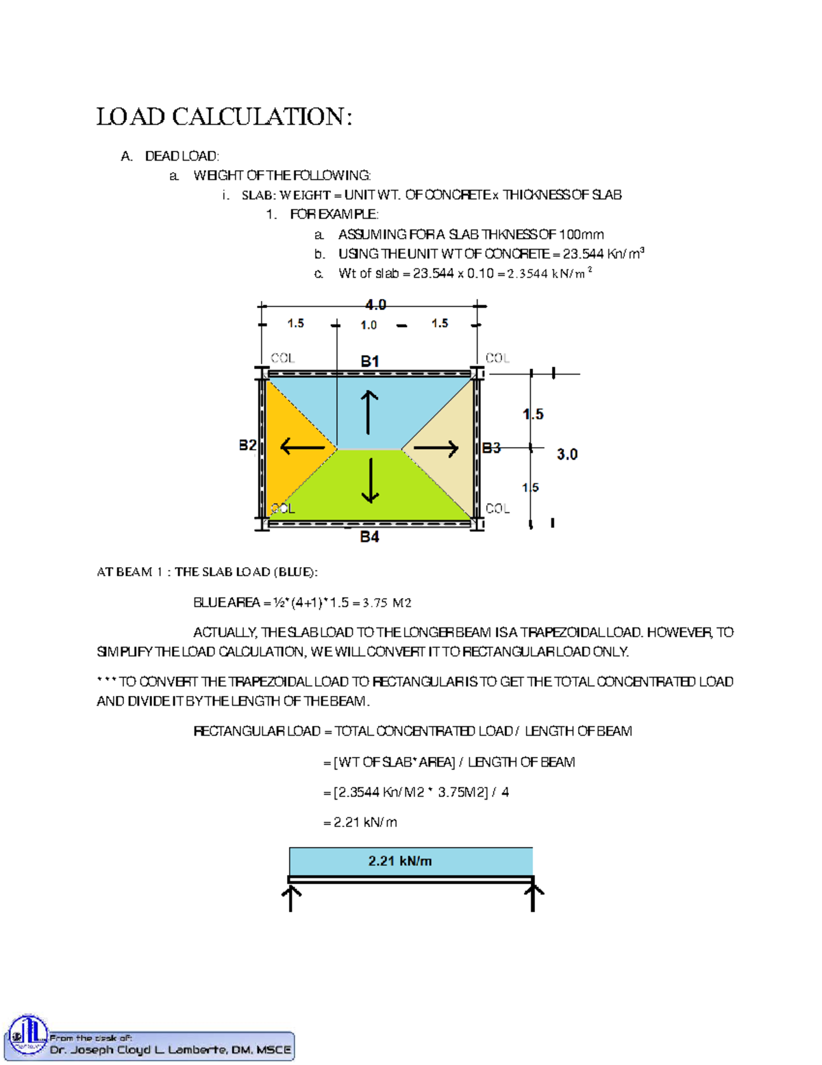 LOAD CALCULATION: DEAD LOAD & LIVE LOAD ANALYSIS - Studocu