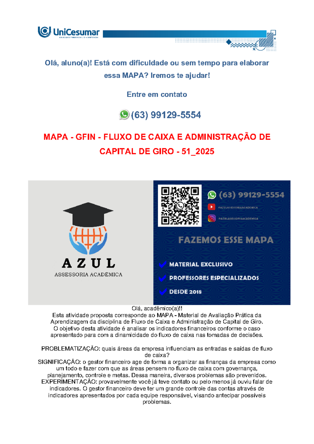 MAPA - GFIN - Fluxo DE Caixa E Administração DE Capital DE GIRO - 51 ...