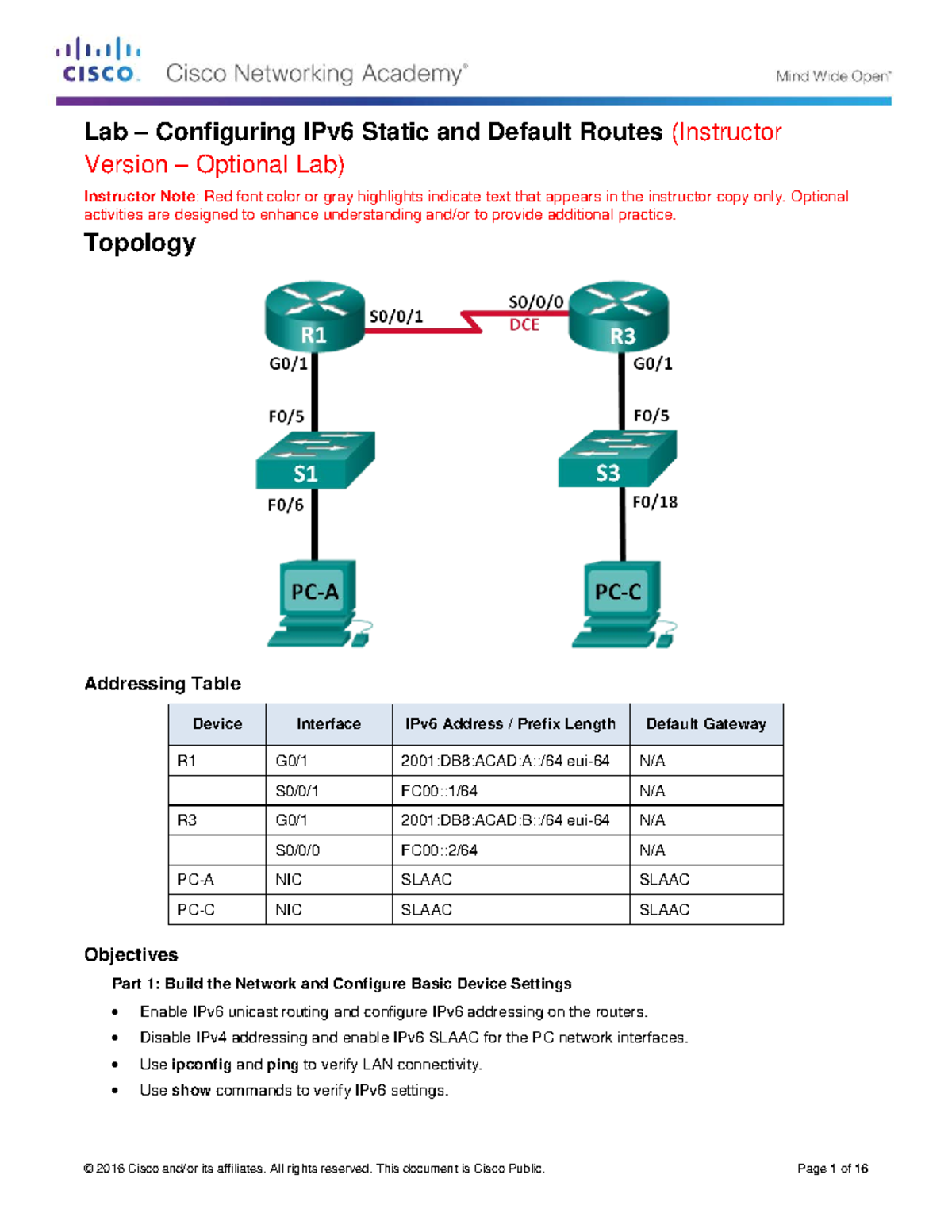 2.2.4.5 Lab - Configuring IPv6 Static and Default Routes - ILM - Lab ...