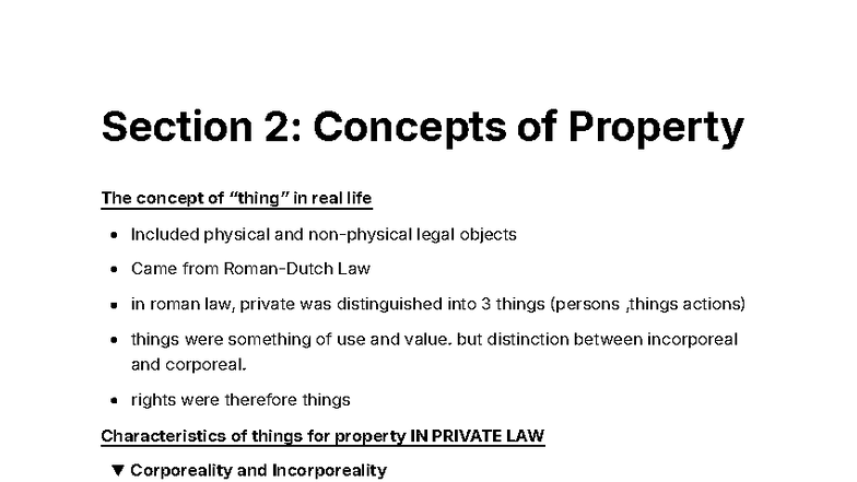Concepts of Property Law: Section 2 Overview and Analysis - Studocu