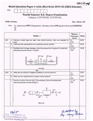 BEC403 Control Systems Model Question Paper with CBCS Scheme - Studocu
