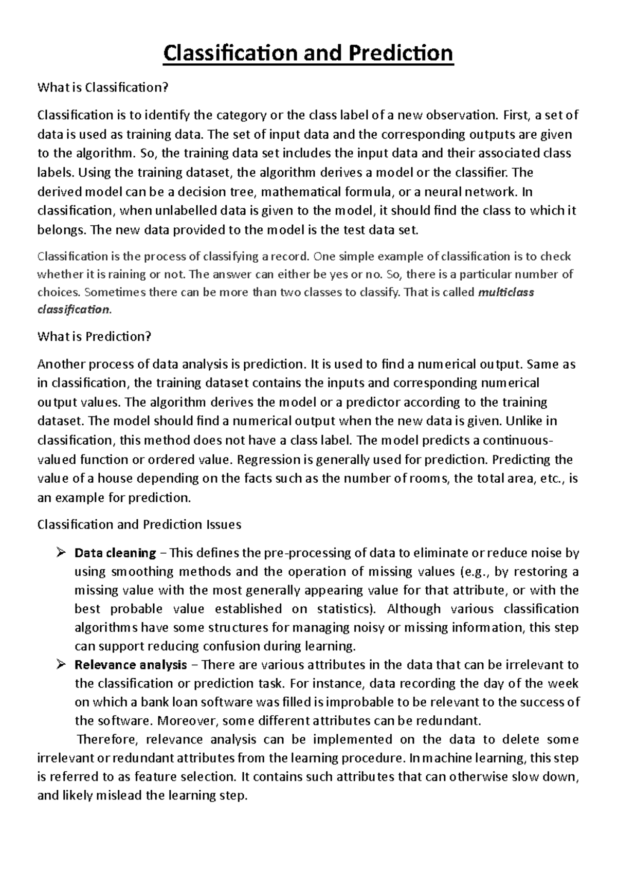 UNIT III: Classification and Prediction Overview in Machine Learning ...